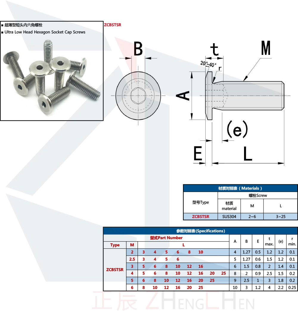 Ultra Low-Profile Hex Socket Cap Screw CBSTSR M2-M6 from China manufacturer - Zhengchen Hardware