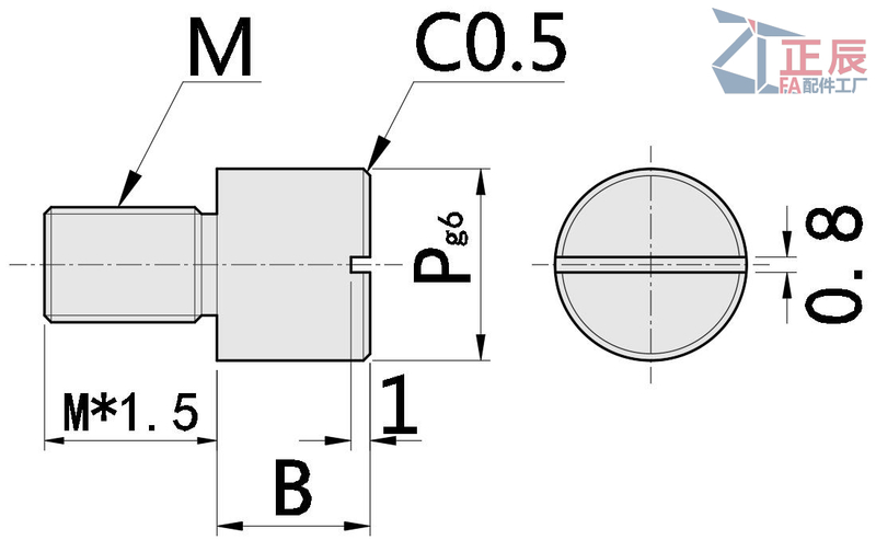 Large Head Locating Pin Round Head Flat Tip with Flatted Slot Threaded ...